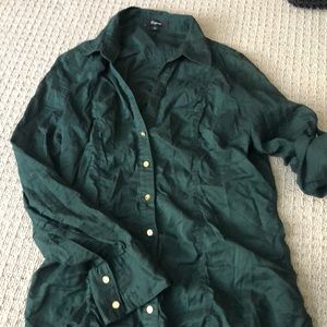 Express | Tops | Express Emerald Green Button Down Wgold Buttons | Poshmark